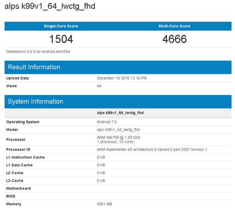 Helio X30(MT6799)がGeekbenchにてリーク。RAM 6GBを搭載可能に